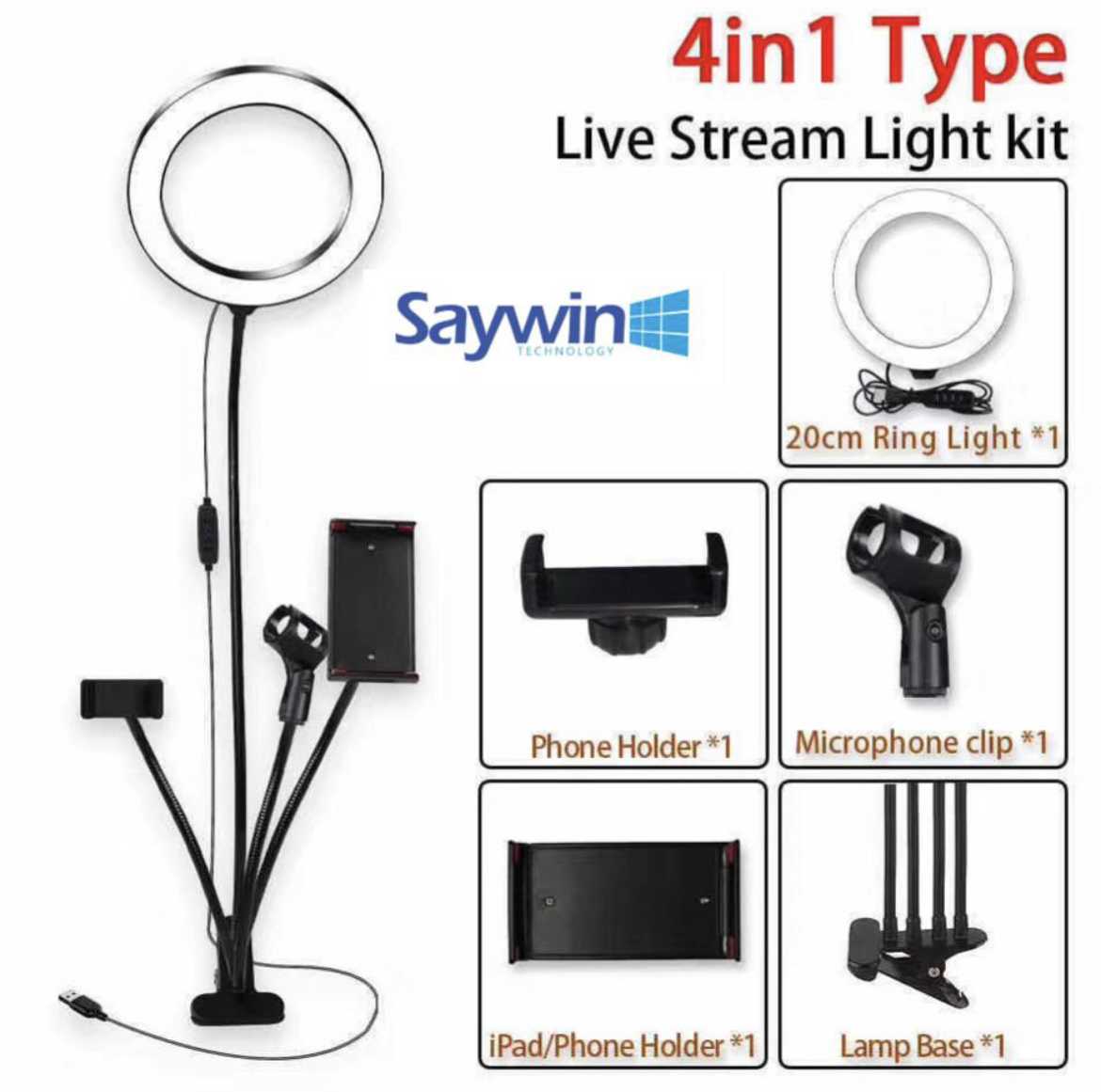 Saywin 4in1 Type Live Stream Light Kit - imsanelektronik.com.tr